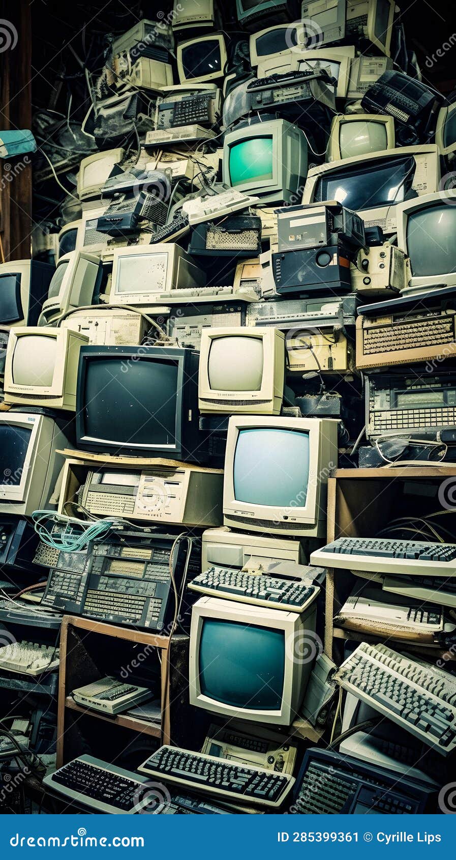 E-Waste Mountain: Recycled Laptops & Computers - Generative Ai Stock ...