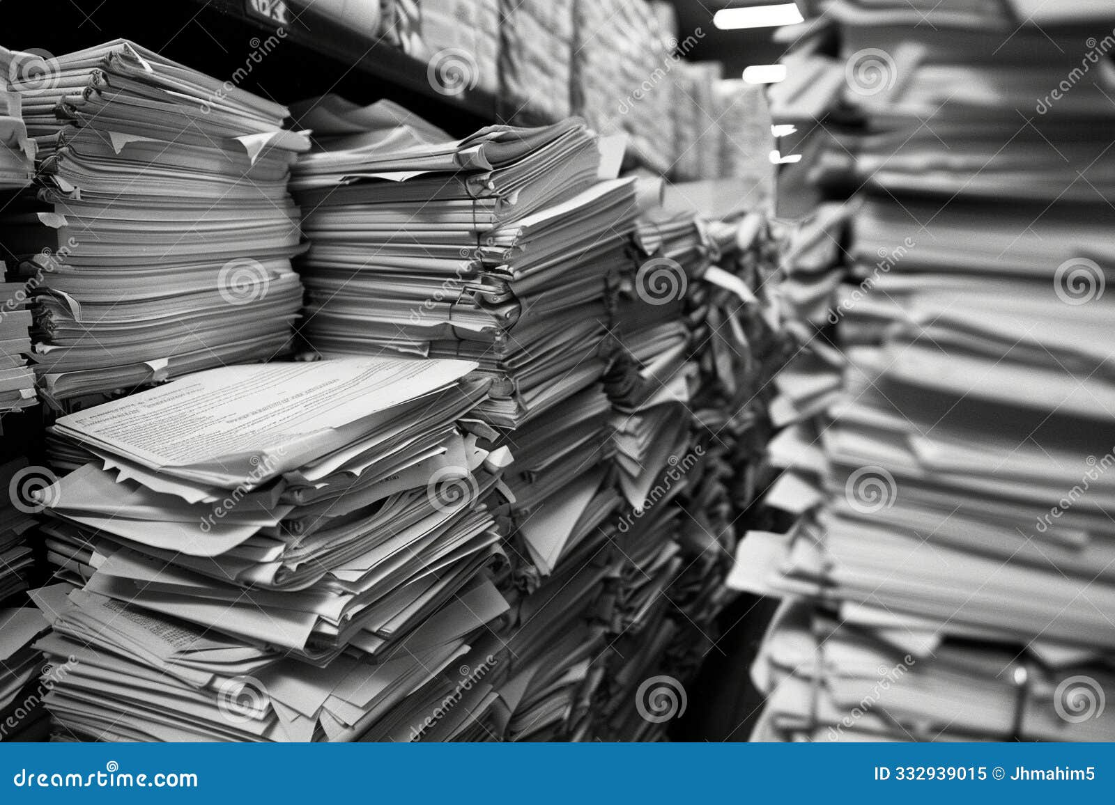 A Towering Pile of Paper Documents Stock Illustration - Illustration of ...