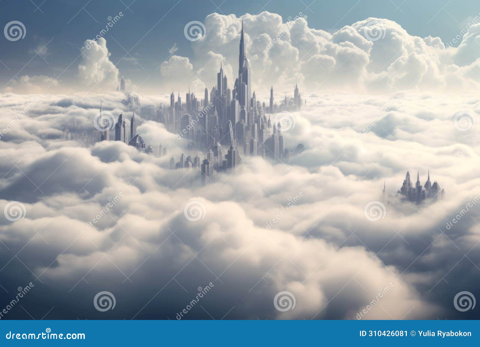 Towering Pink Clouds Skyscraper. Generate Ai Stock Illustration ...