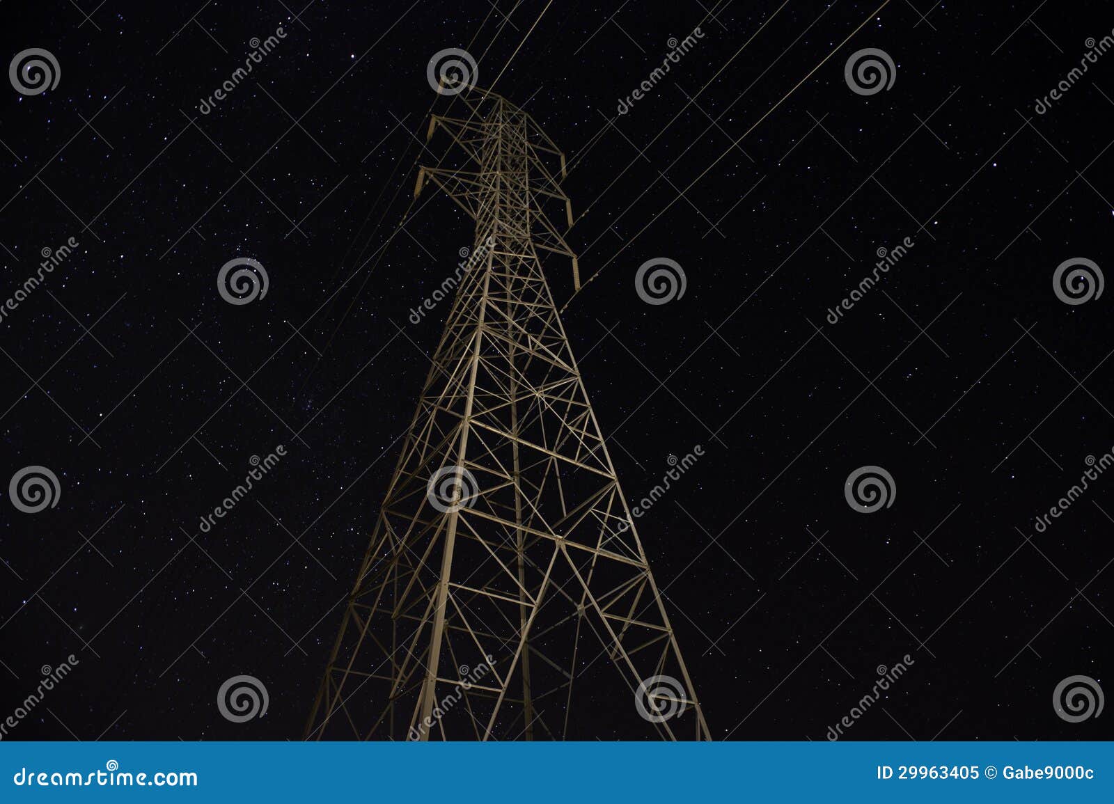 Power lines at night stock image. Image of stars, electricity - 29963405