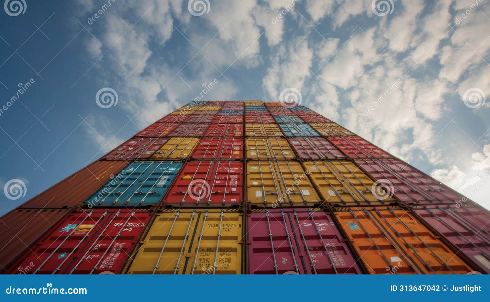 A Towering Pyramid of Containers Rising High Above the Ships Deck ...