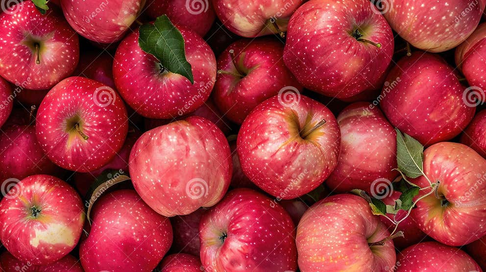 Towering Ruby Apples: a Bountiful Stack Stock Image - Image of shiny ...