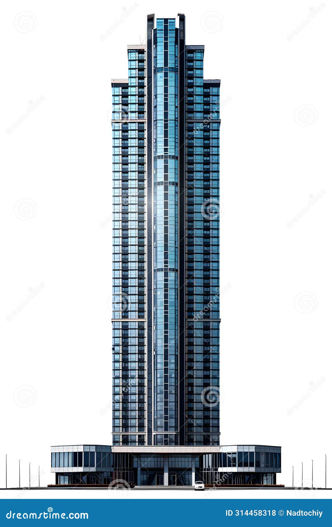 Skyscraper with Many Windows on a White Background Stock Photo - Image ...