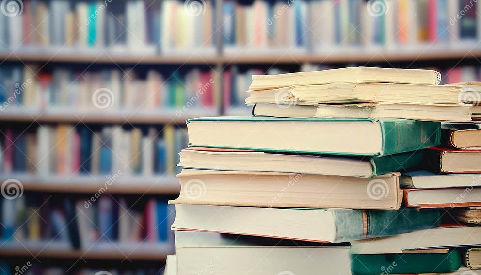 Towering Stack of Books in a Classic Library a Celebration of ...
