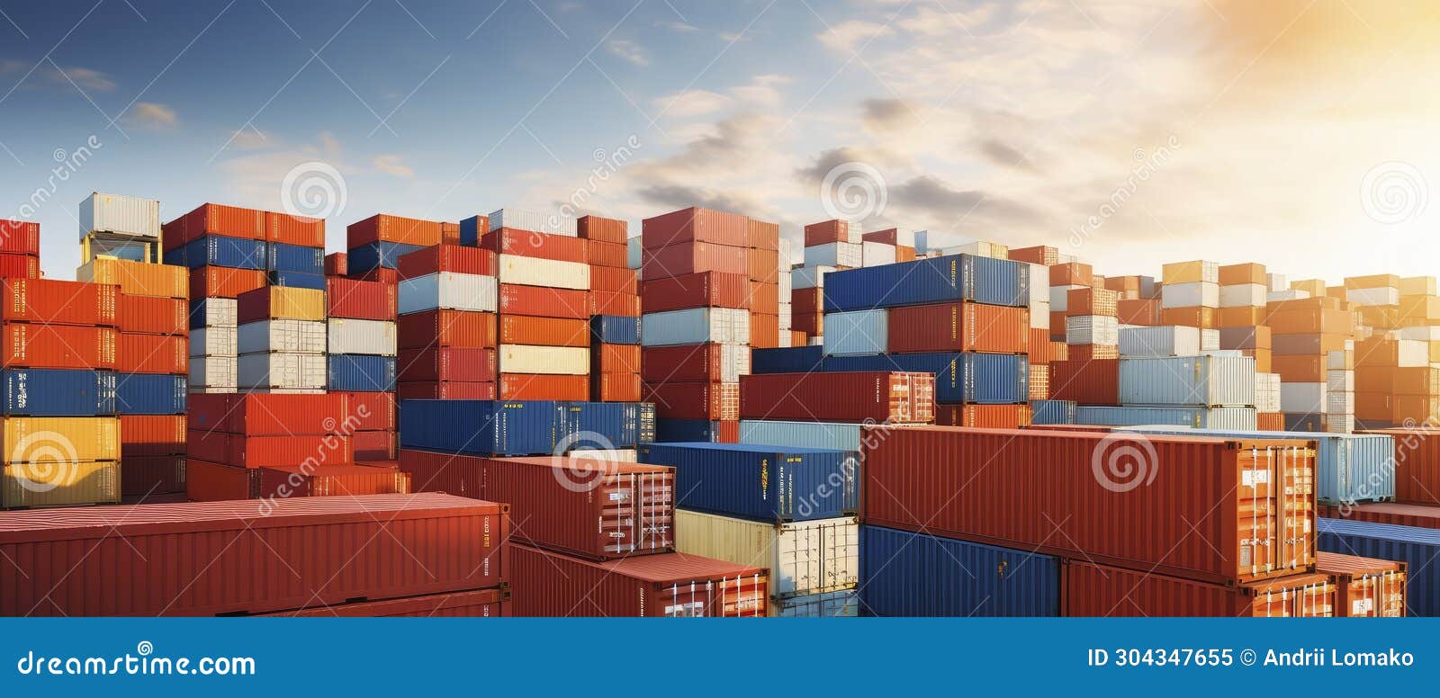 Stacked Cargo Containers, a Massive Collection of Goods Ready for ...