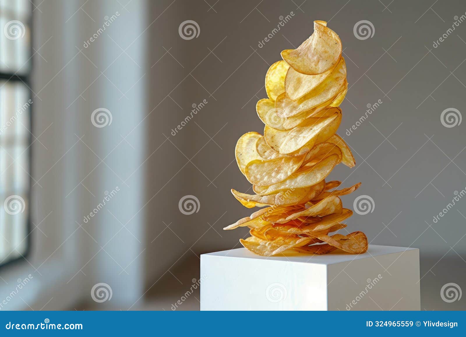 Towering Stack of Crispy Potato Chips Stock Illustration - Illustration ...