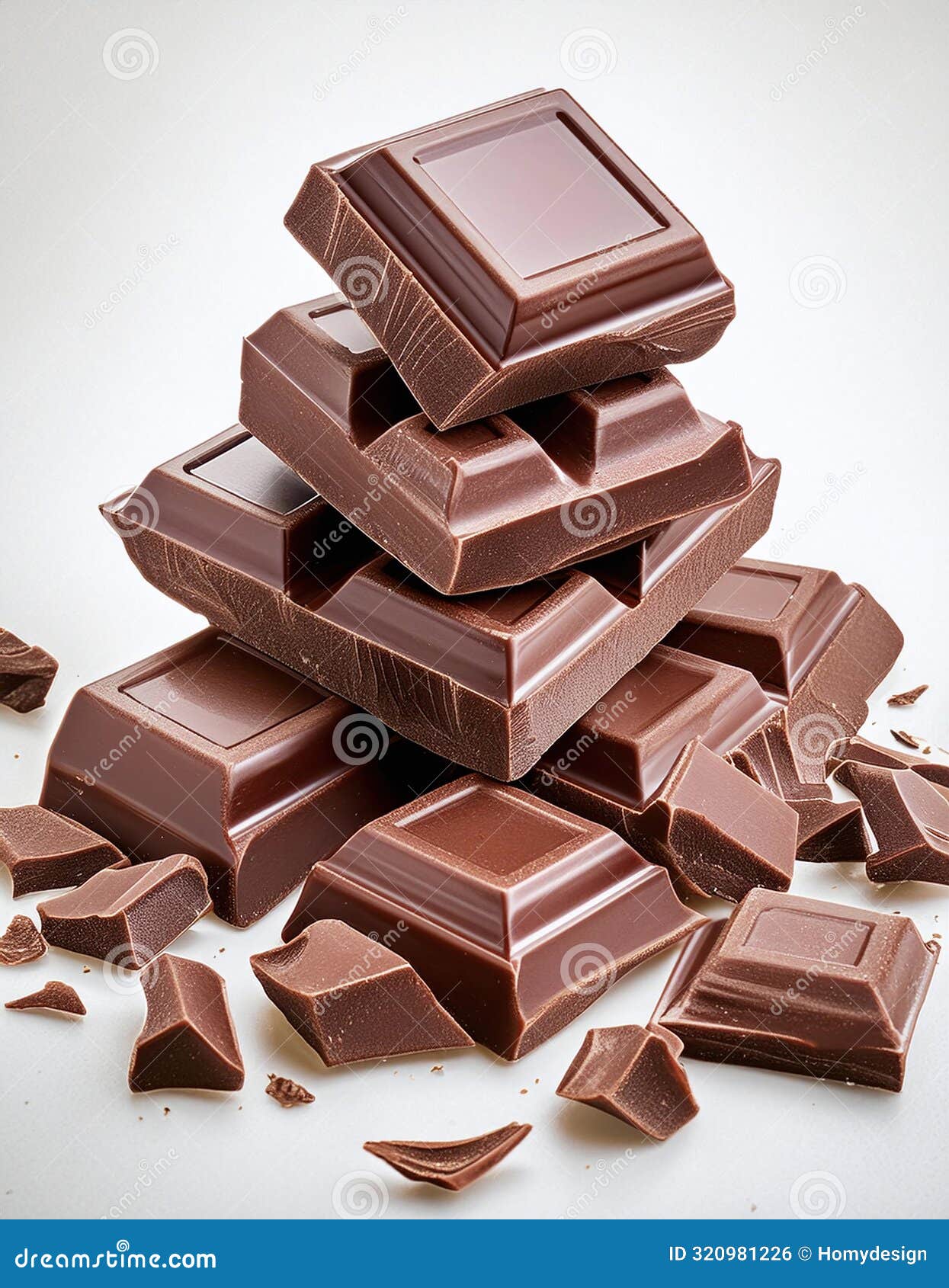 A Towering Stack of Milk Chocolate Squares, Some Broken into Smaller ...