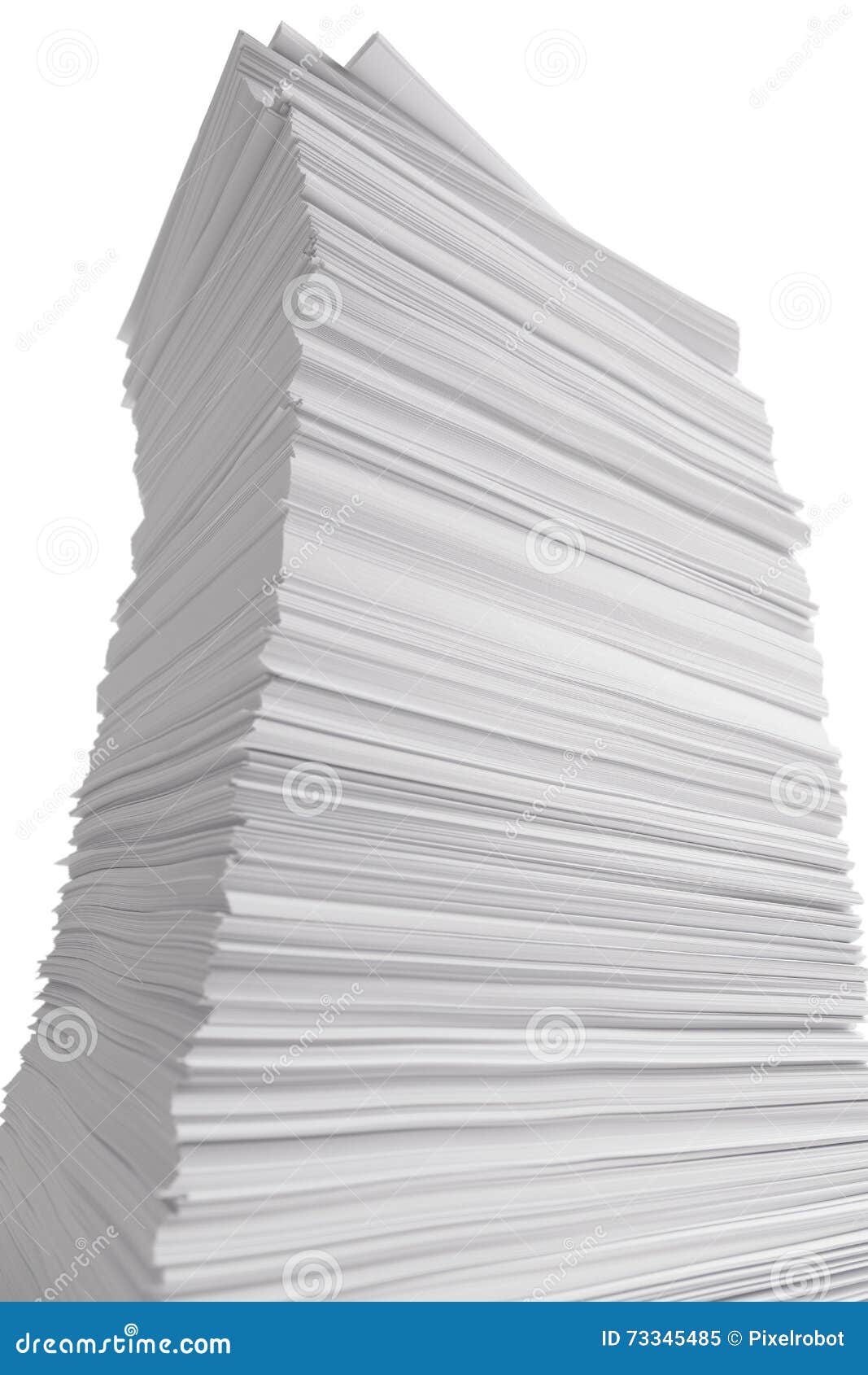 Towering Stack of Paper stock image. Image of isolated - 73345485
