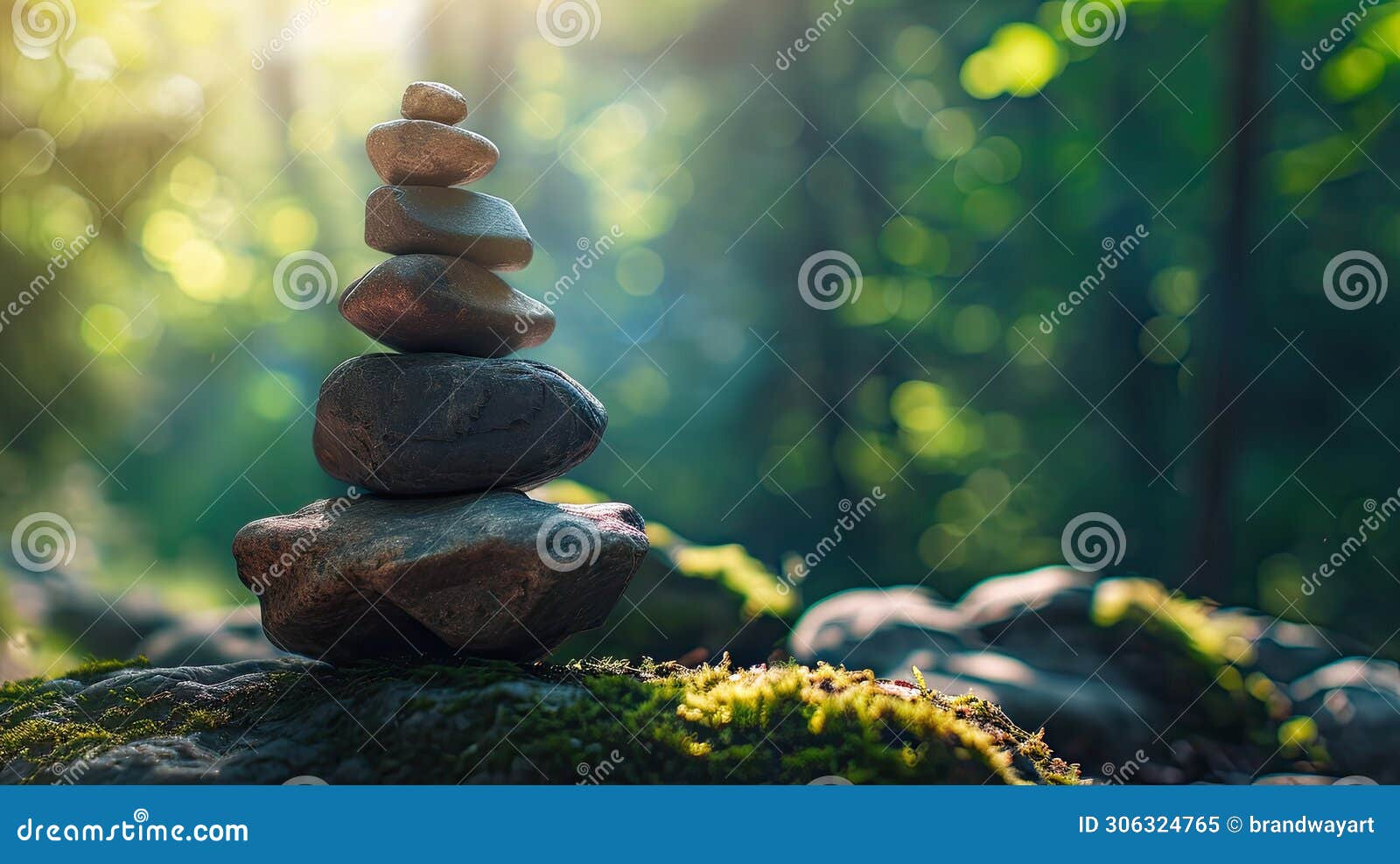Towering Stack of Rocks on Mossy Boulder Stock Illustration ...