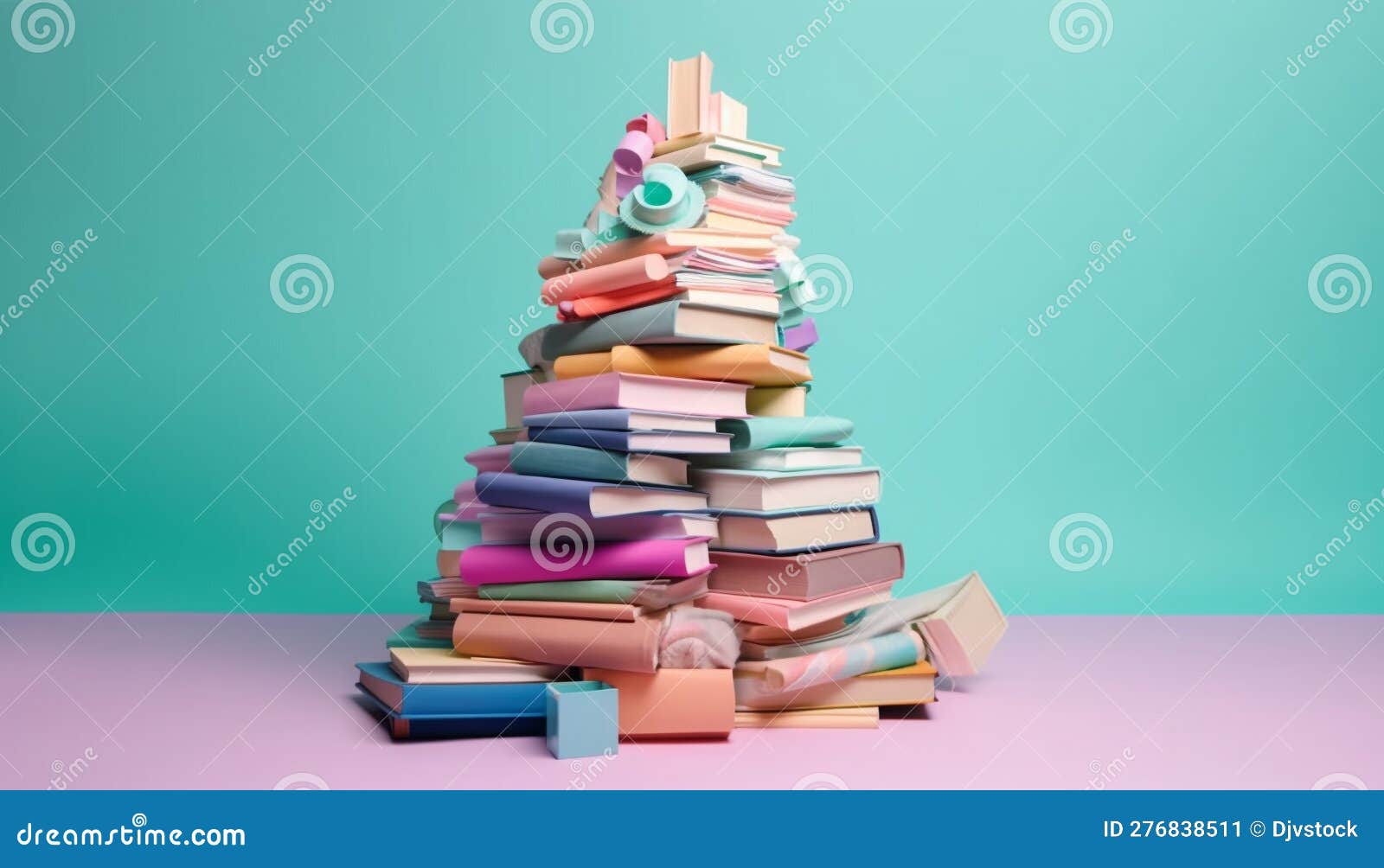 A Towering Stack of Textbooks in the Library Generated by AI Stock ...