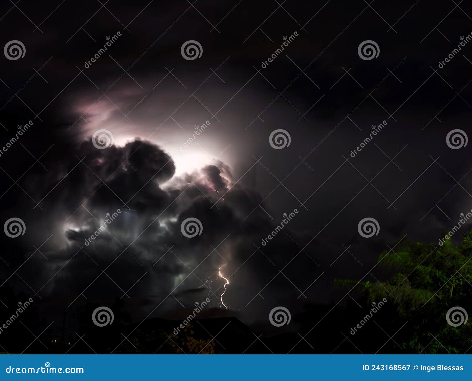 Towering Monsoon Storm Clouds with Lightning. Stock Image - Image of ...