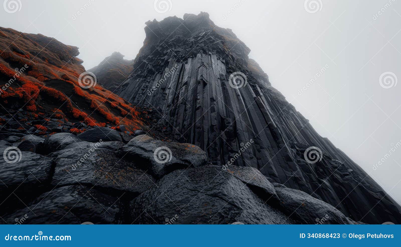 A Towering Structure with a Facade Resembling Red Moss Growth Stock ...