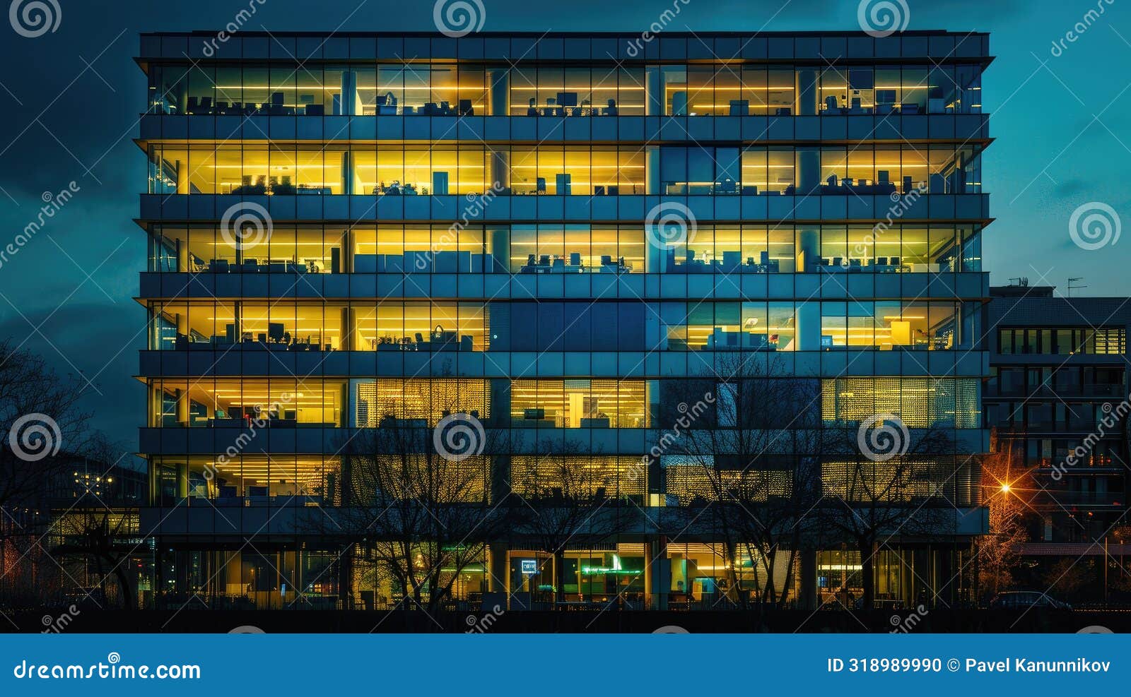 Towering Structure of Glowing Panes Stock Photo - Image of tower ...