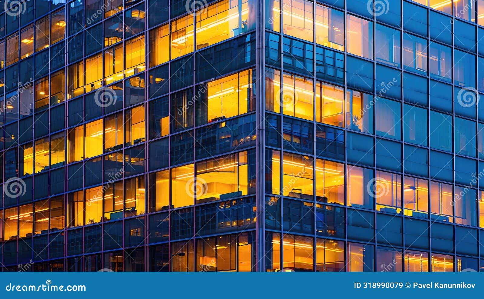 Towering Structure of Glowing Panes Stock Image - Image of building ...