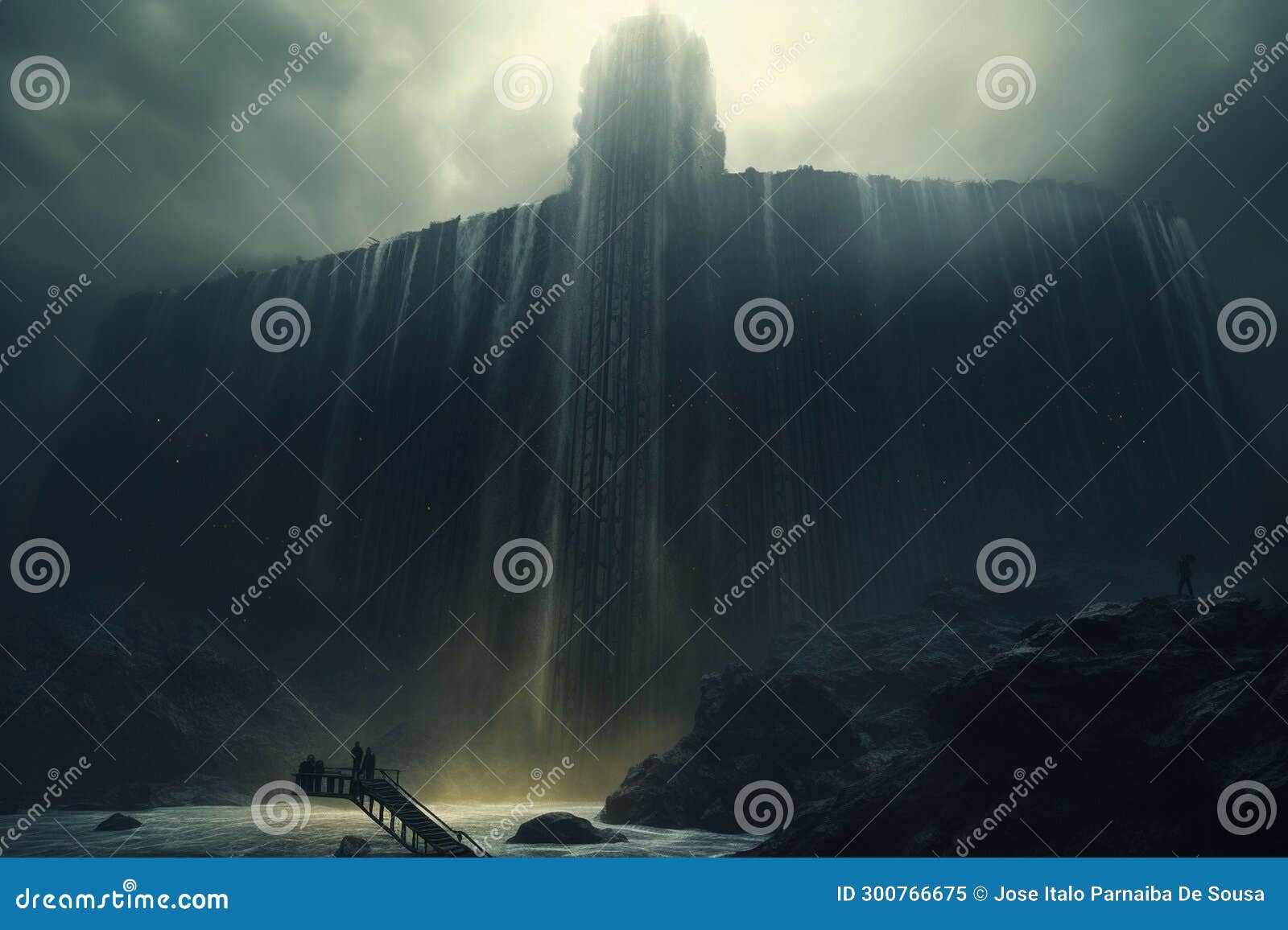 Towering Structure Looming Over a Dramatic and Stock Illustration ...