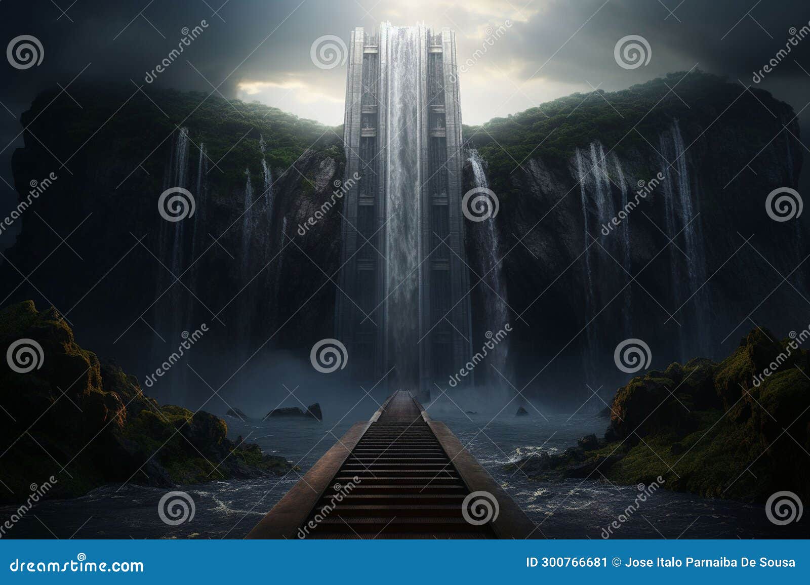 Towering Structure Looming Over The Thunderous Royalty-Free Stock ...