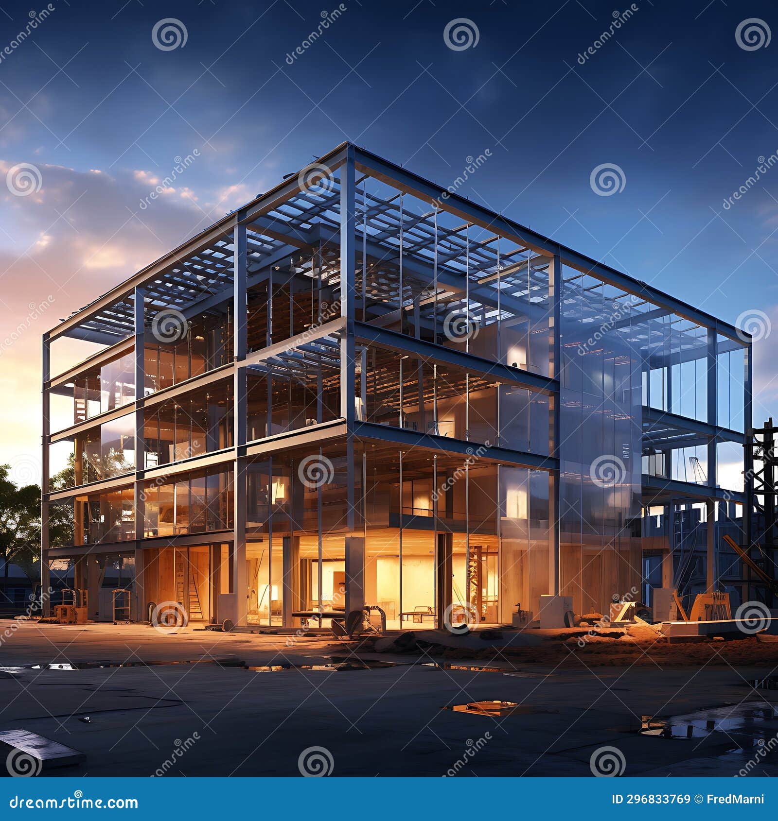 A Building Under Construction with a Few Windows Stock Illustration ...