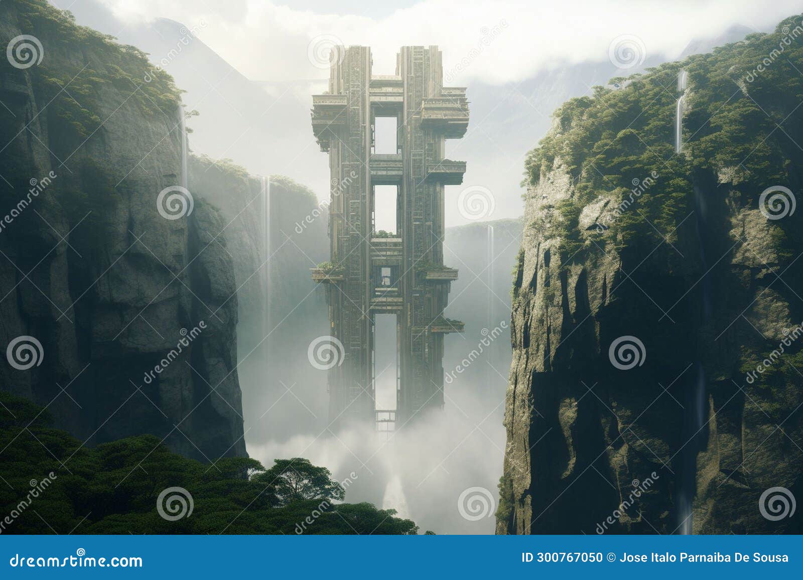 Towering Structure Rising Dramatically from the Stock Illustration ...