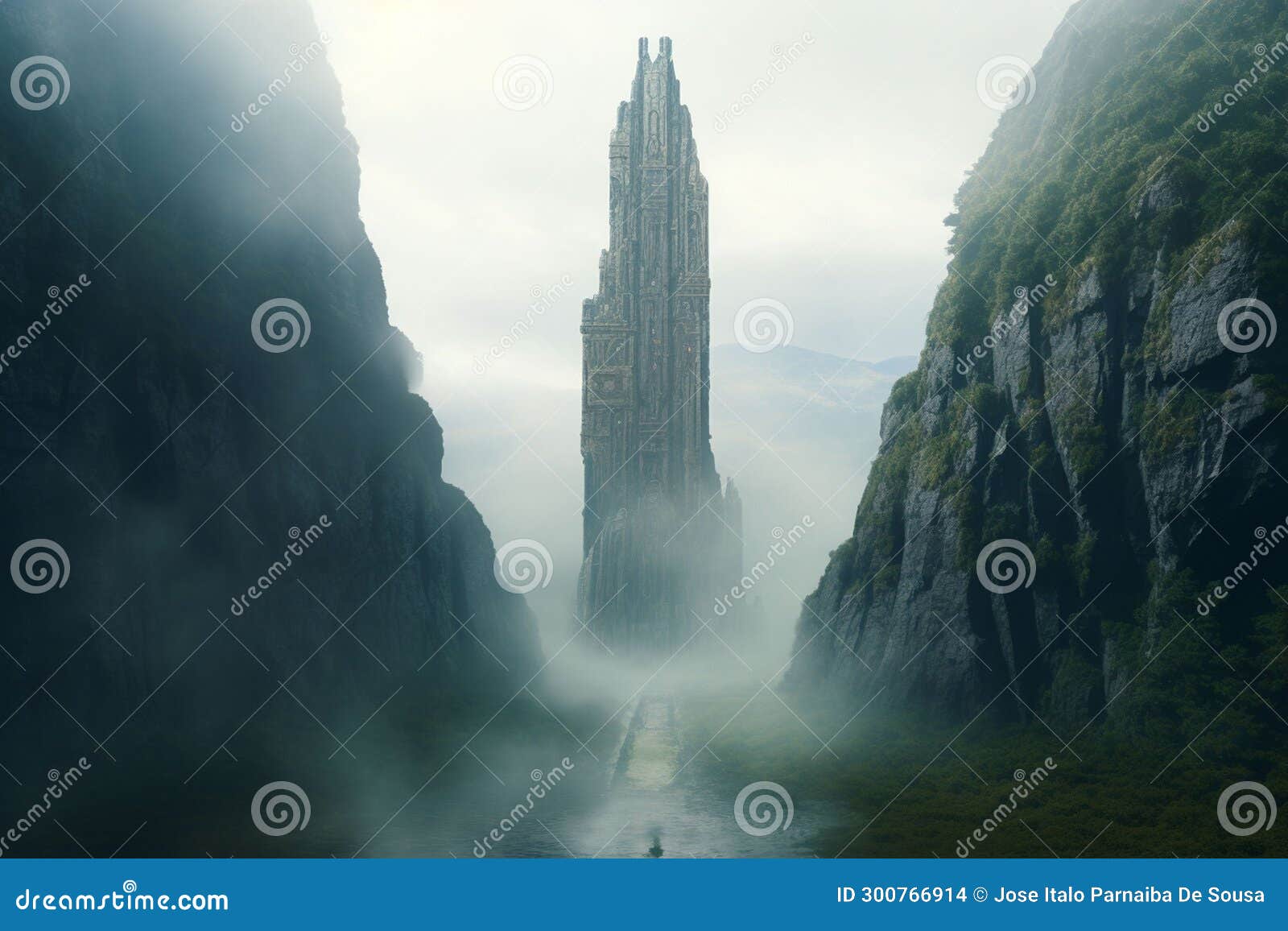 Towering Structure Rising Dramatically from the Stock Illustration ...
