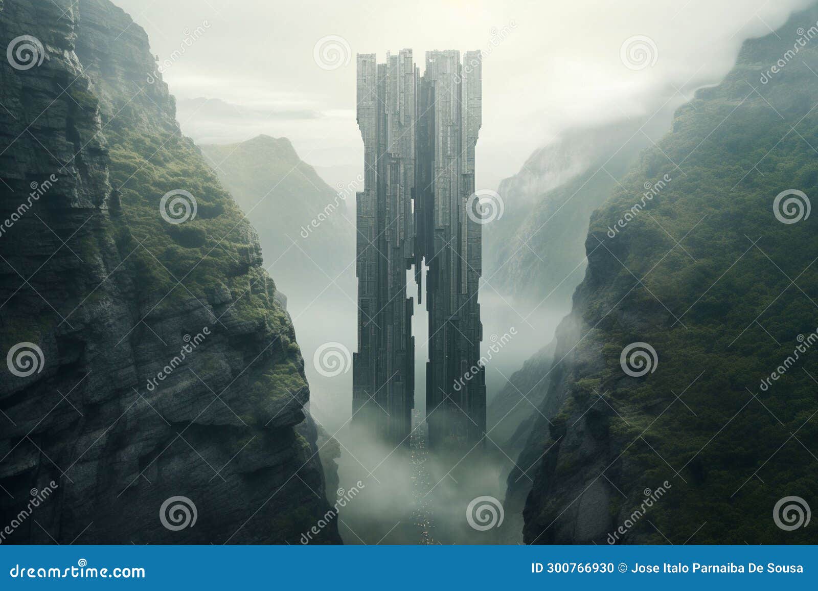 Towering Structure Rising Dramatically from the Stock Illustration ...