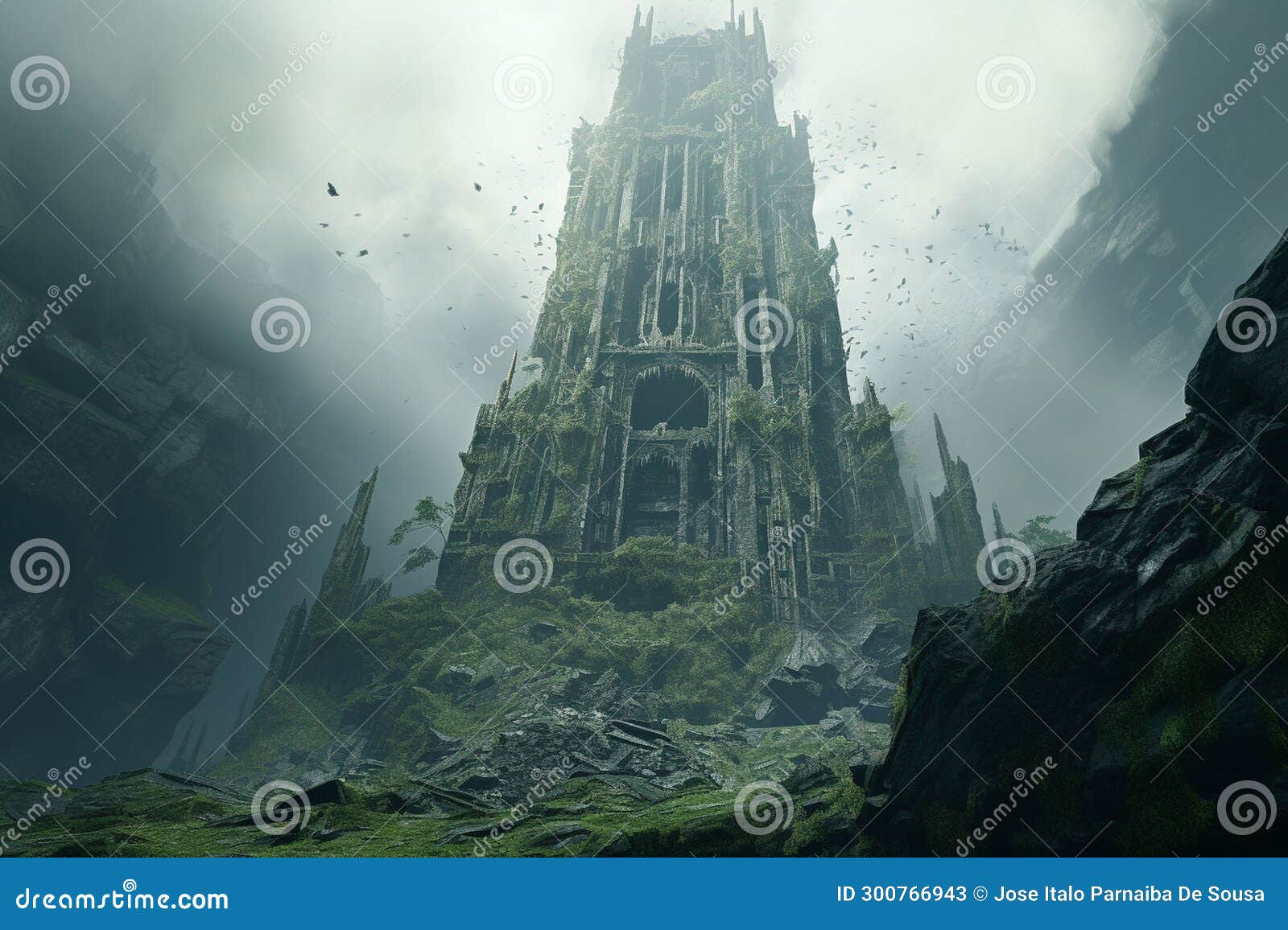 Towering Structure Rising Dramatically from the Stock Illustration ...