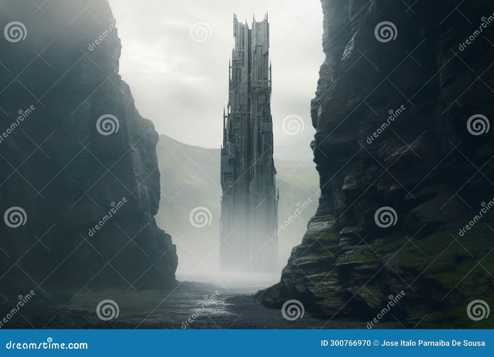 Towering Structure Rising Dramatically from the Stock Illustration ...