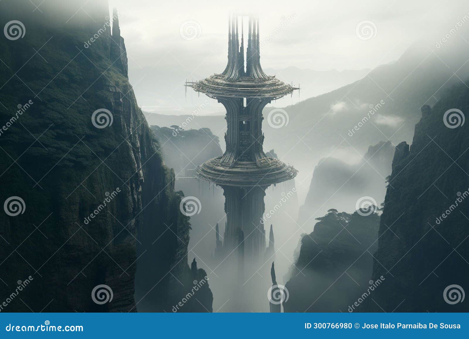 Towering Structure Rising Dramatically from the Stock Illustration ...