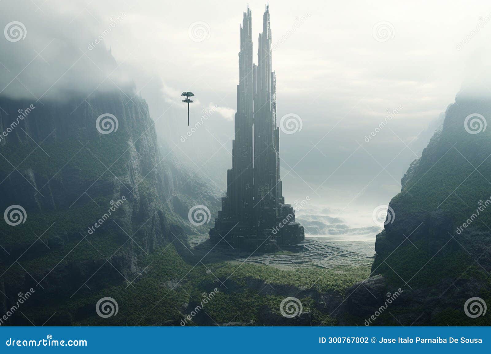 Towering Structure Rising Dramatically from the Stock Illustration ...