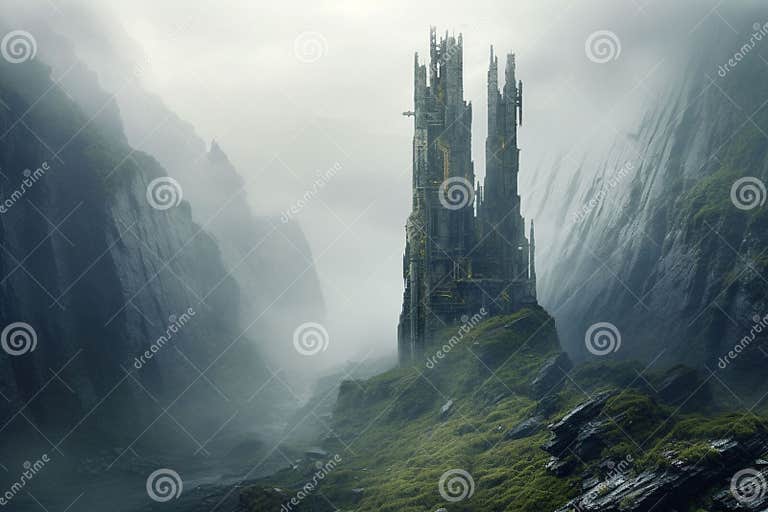 Towering Structure Rising Dramatically from the Stock Illustration ...