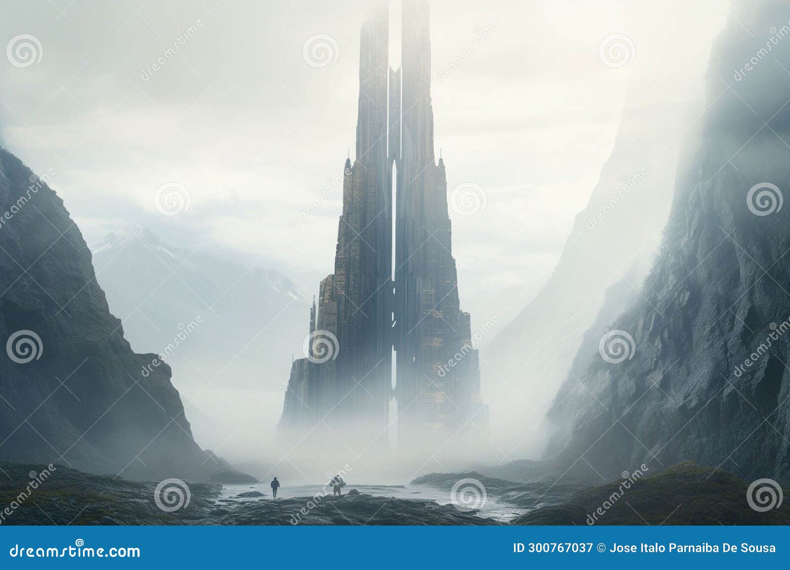 Towering Structure Rising Dramatically from the Stock Illustration ...