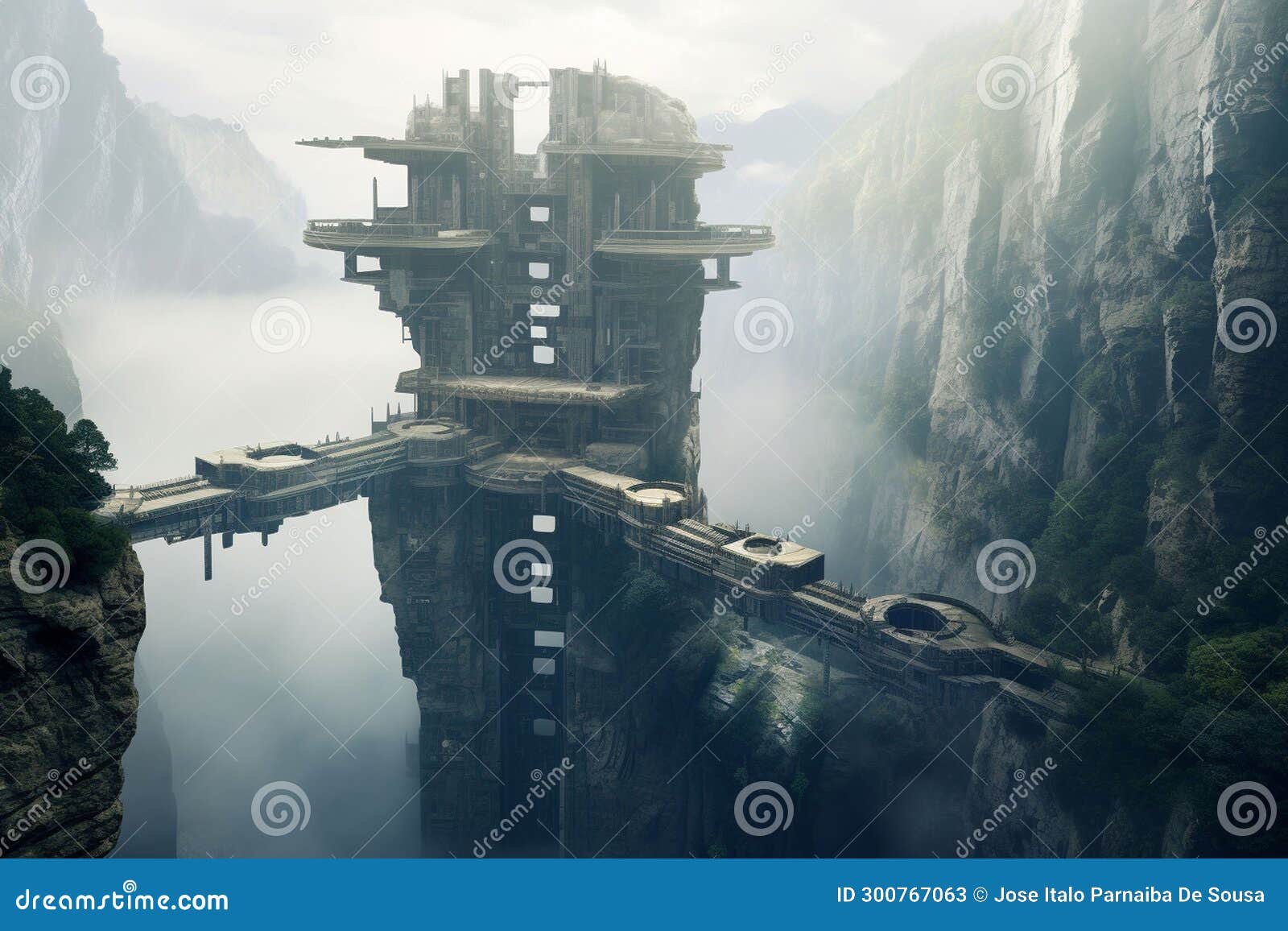 Towering Structure Rising Dramatically from the Stock Illustration ...