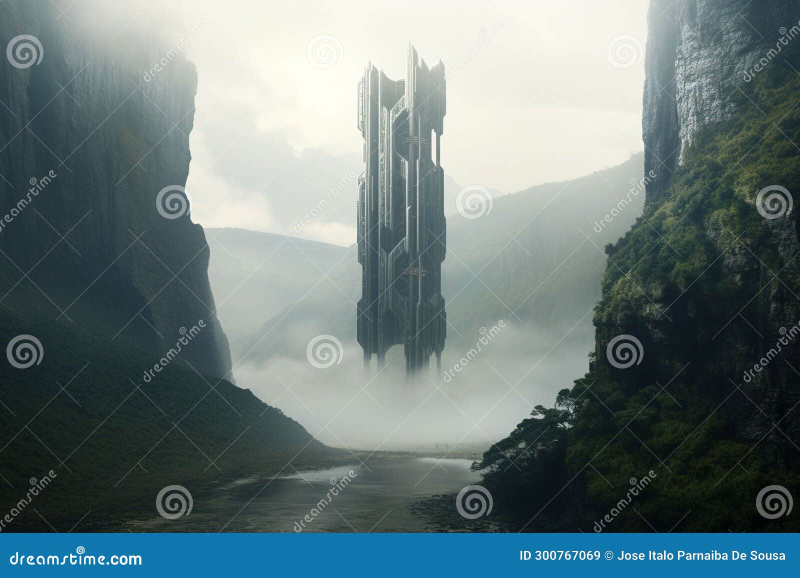 Towering Structure Rising Dramatically from the Stock Illustration ...