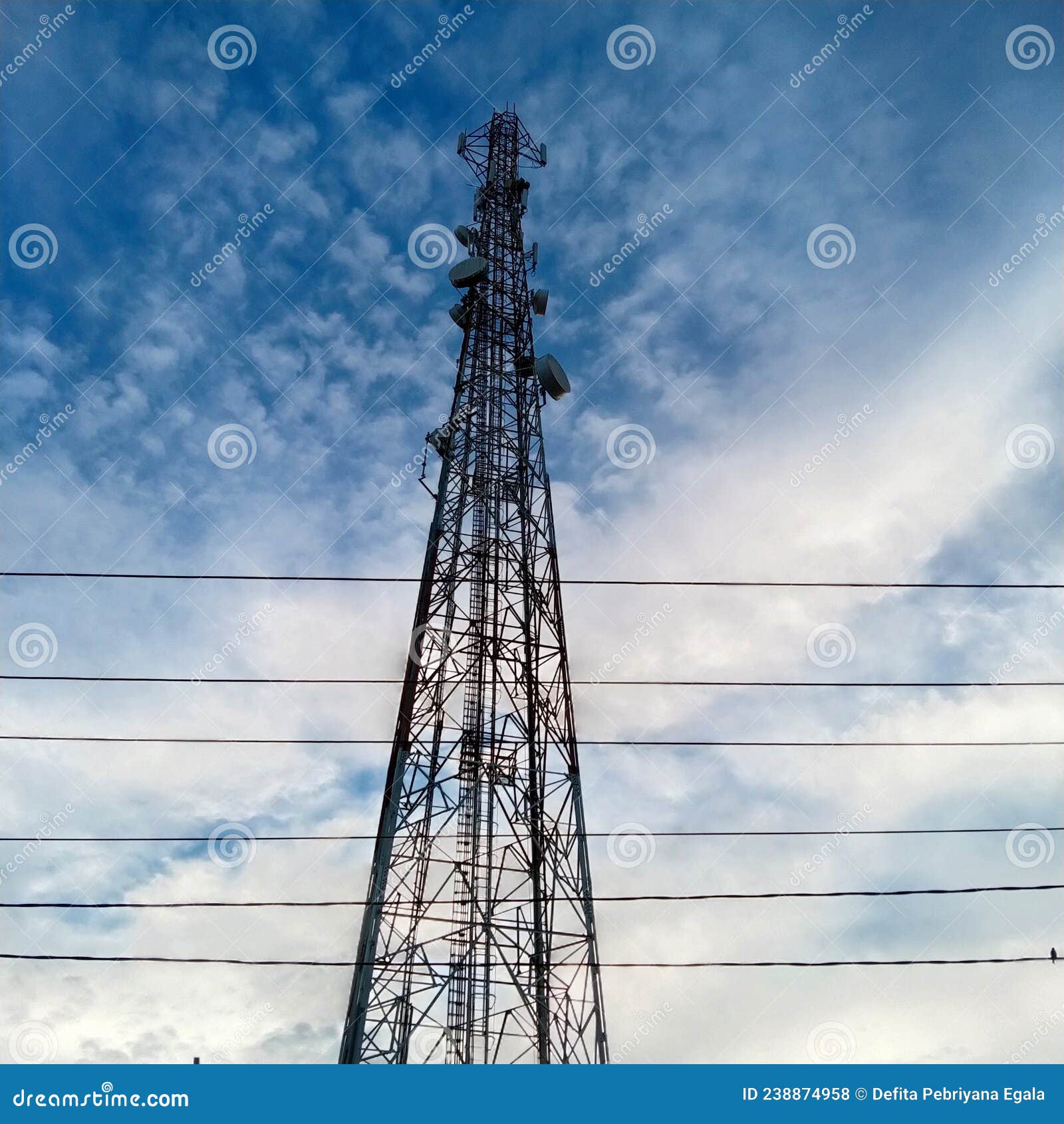 The Towering Telecommunications Tower Stock Photo - Image of background ...