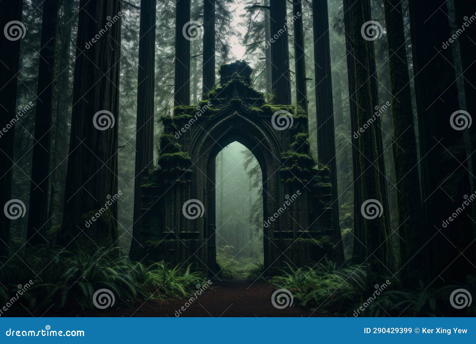 Towering Trees Forming a Natural Arch Stock Illustration - Illustration ...