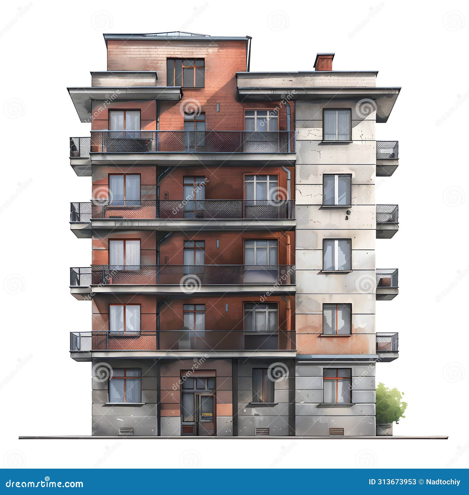 Modern Tower Block with Many Balconies and Windows, Urban Design ...