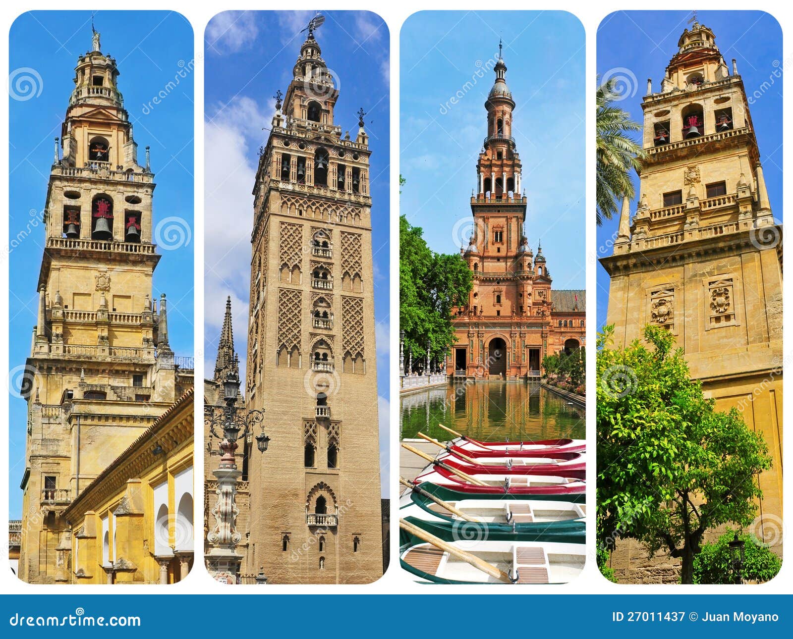 Towers in Andalusia, Spain, Collage Stock Image - Image of monument ...