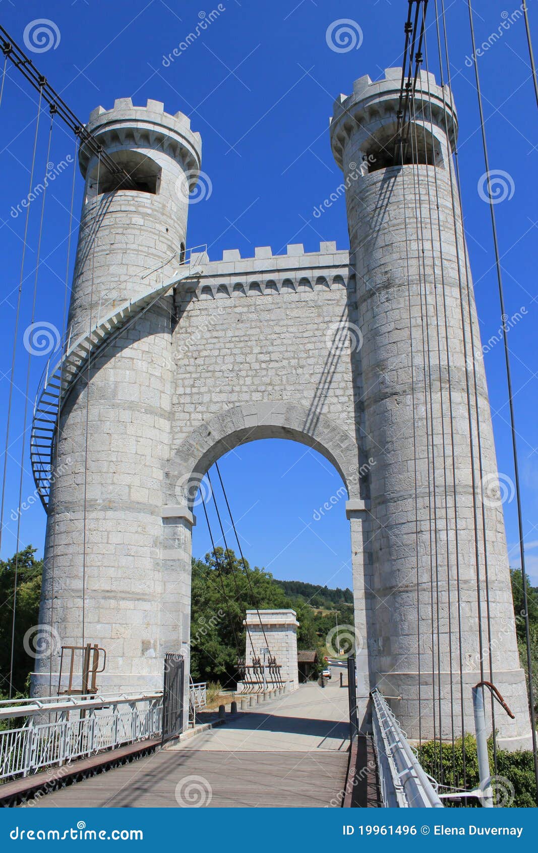 Towers of the Bridge of the Caille, France Stock Photo - Image of fence ...