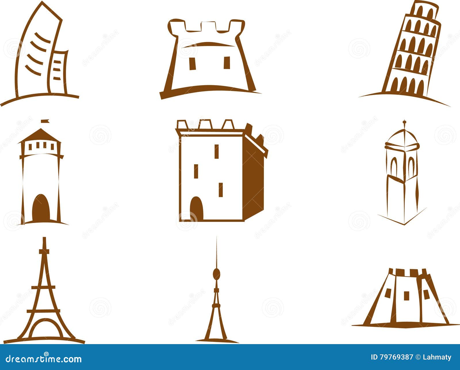 Towers, castles vector set stock vector. Illustration of logo - 79769387