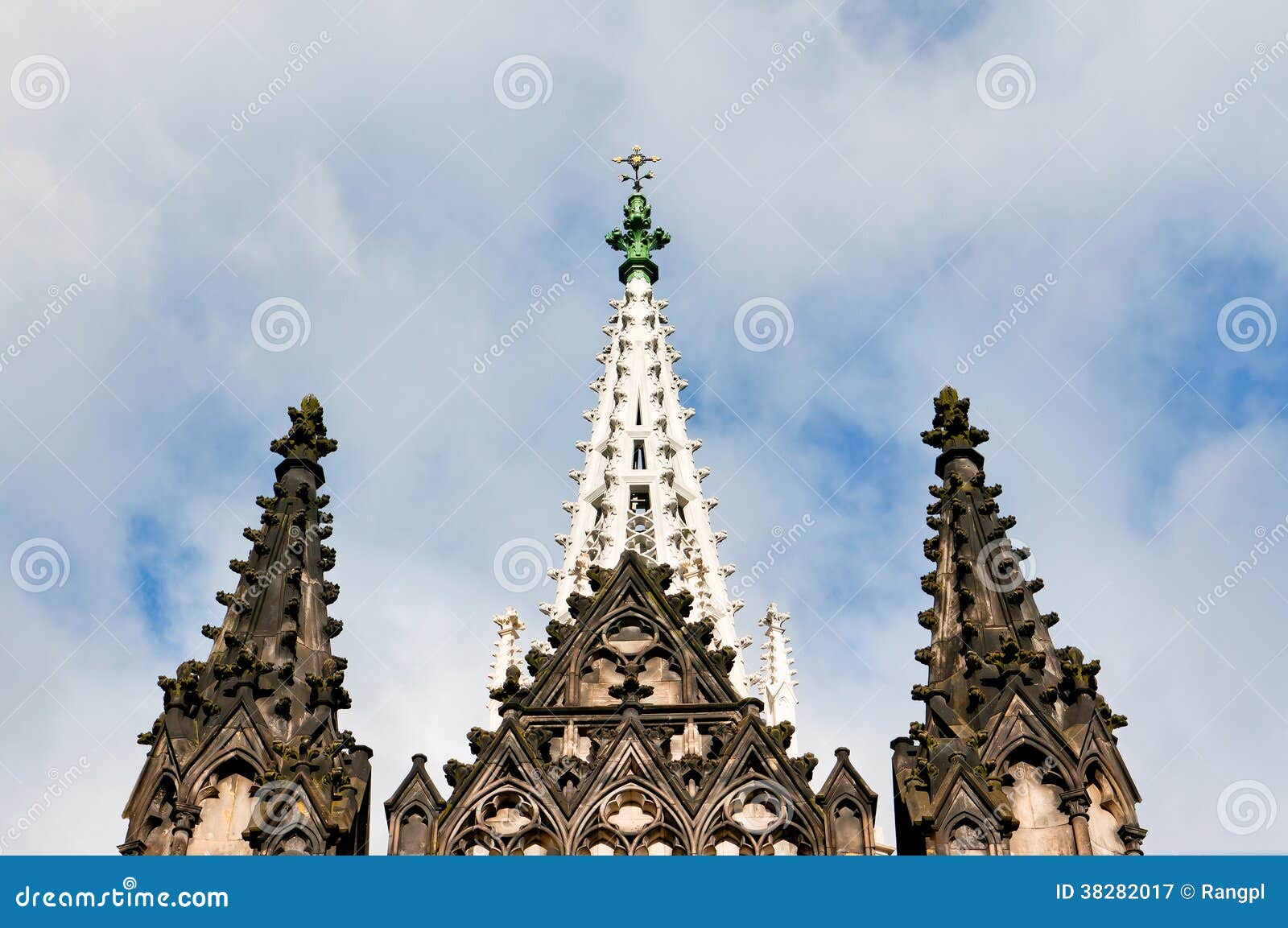 Towers of Gothic Chapel in Lodz Stock Image - Image of neogothic ...