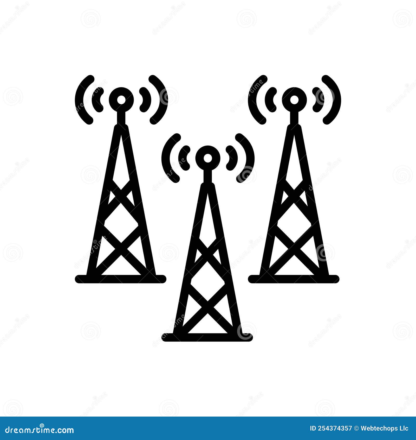 Black Line Icon for Towers, Network and Transmitter Stock Illustration ...