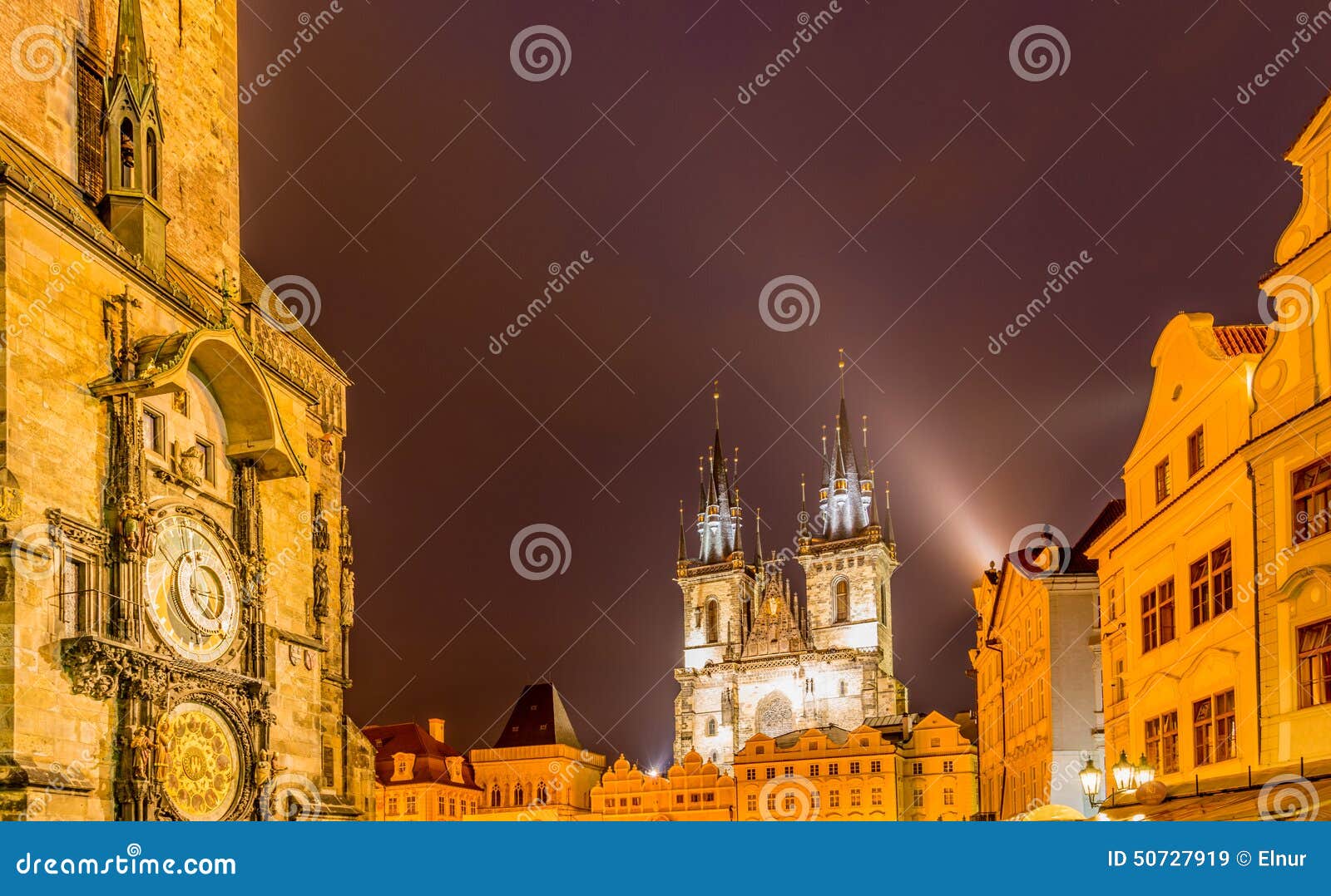 Towers at the Old Town Square Stock Image - Image of culture, center ...
