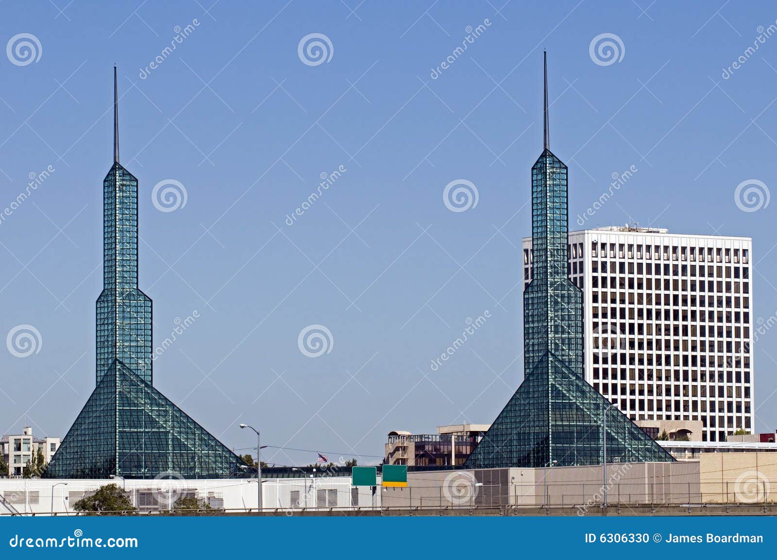 Towers Portland Convention Center Stock Photo - Image of blue, edges ...