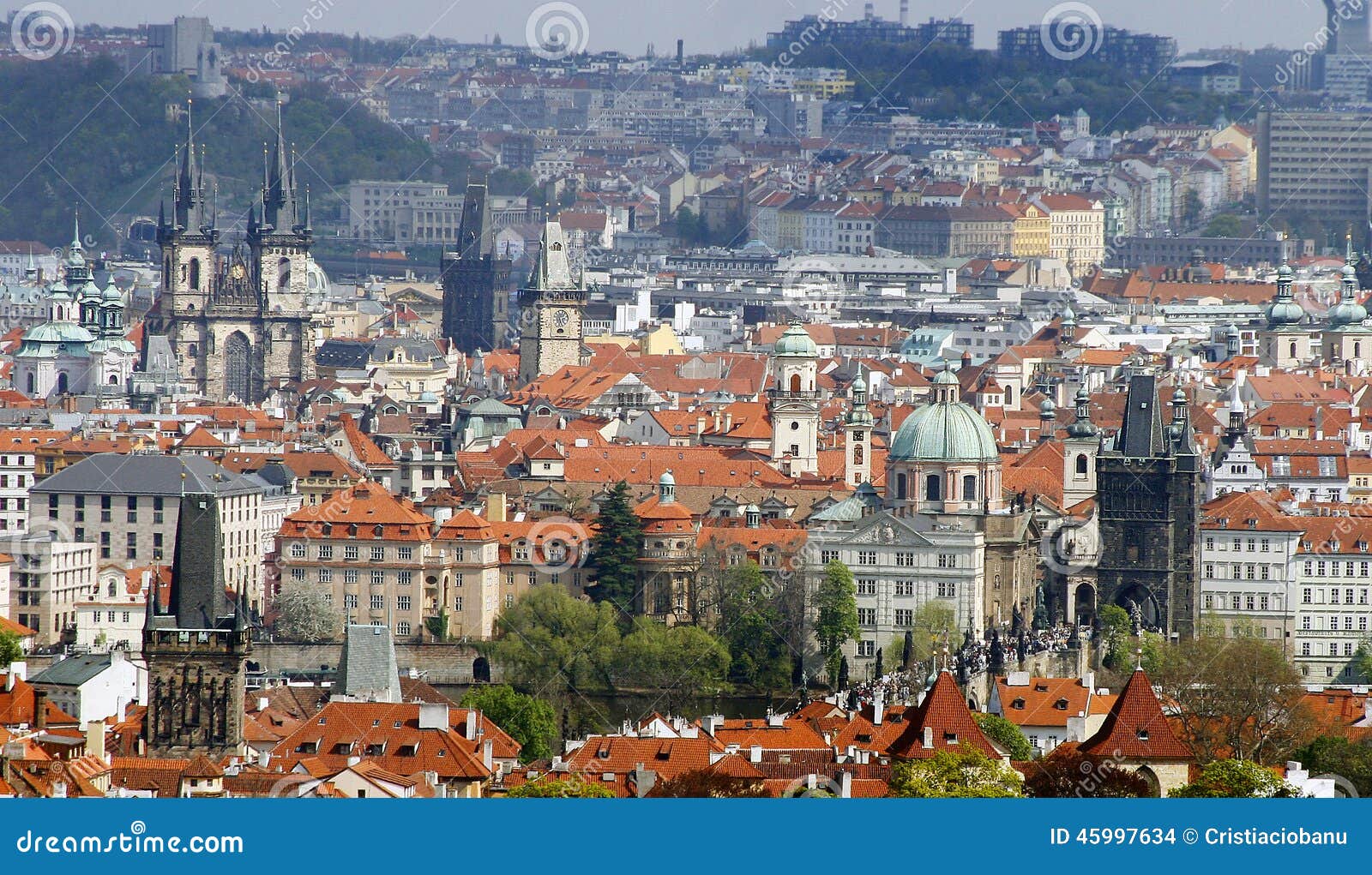 Towers of Prague city stock photo. Image of republic - 45997634