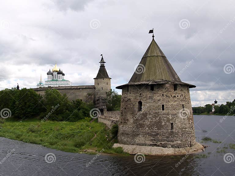 Towers of Pskov castle stock photo. Image of heaven, castle - 7613888