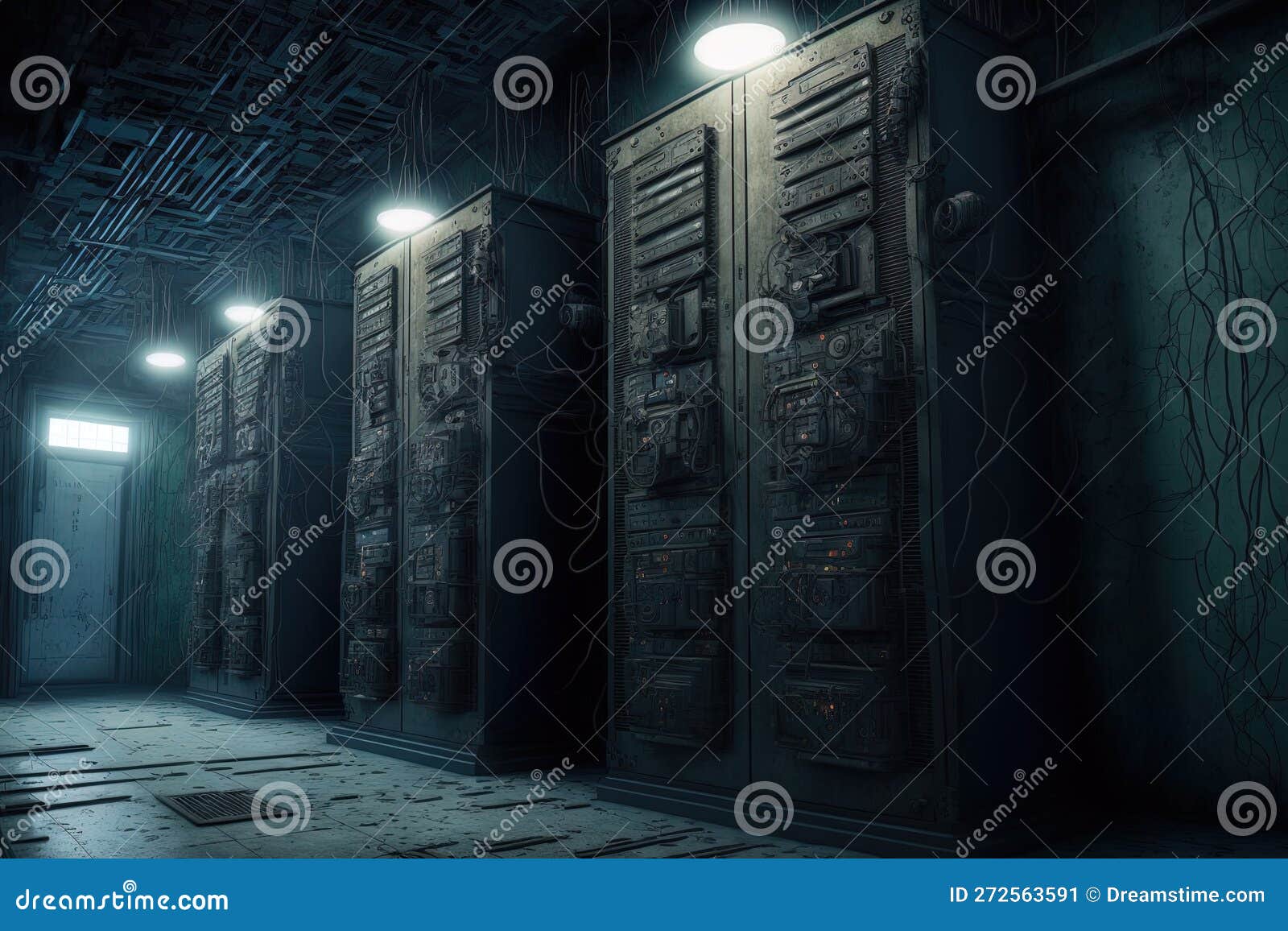 Towers in the Server Room Up Close Stock Illustration - Illustration of ...