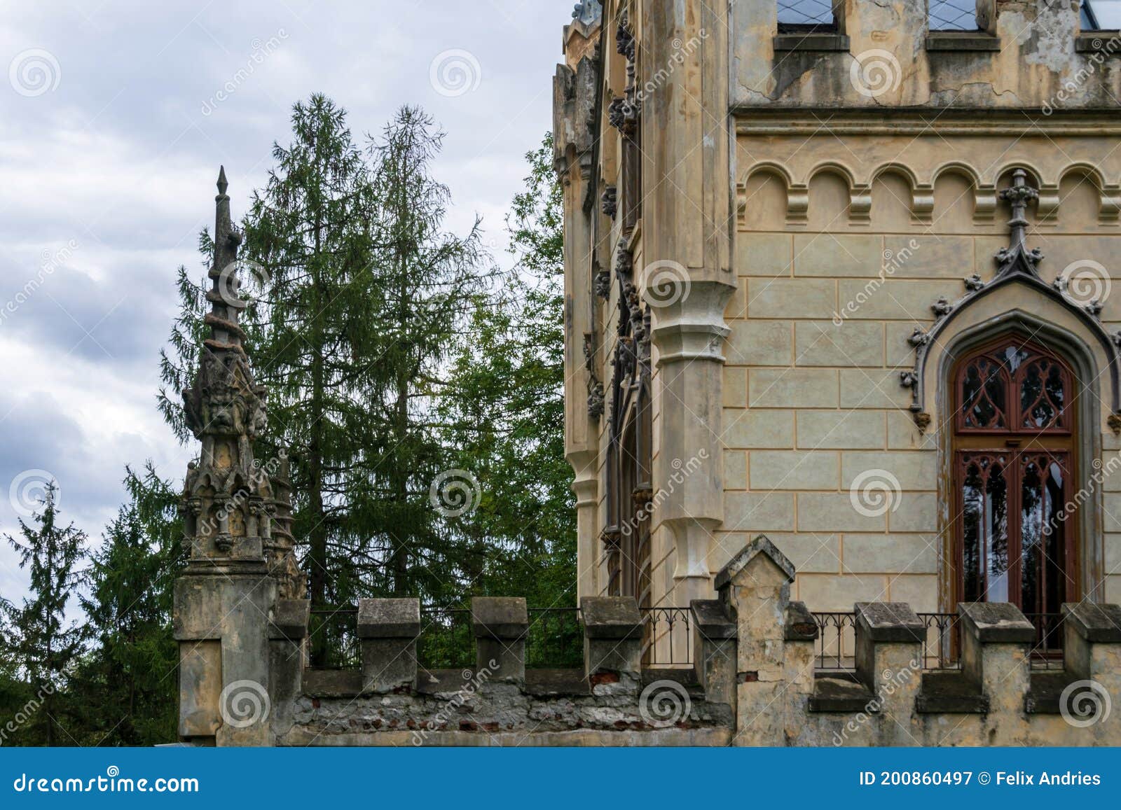 The Towers of the Sturdza Castle from Miclauseni, Romania Stock Image ...