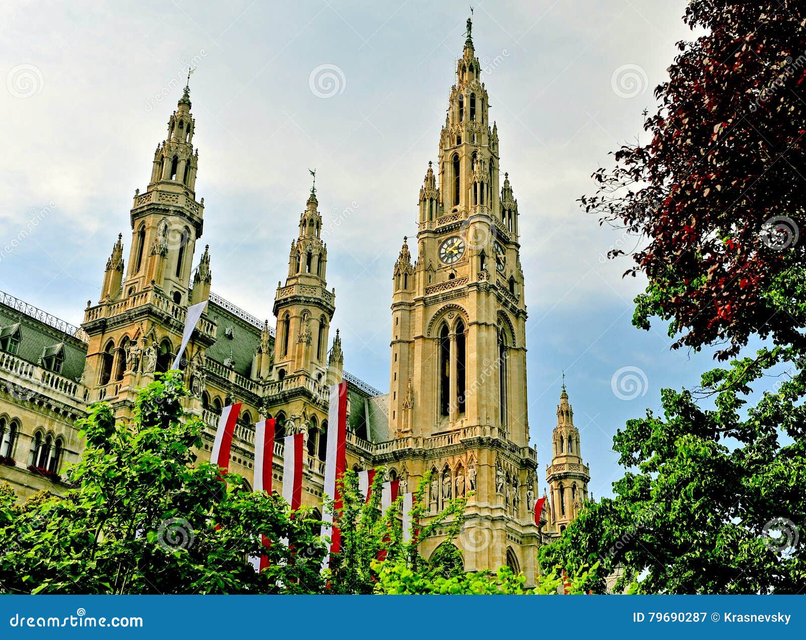 Towers of Vienna Cityhall, Austria Stock Image - Image of building ...