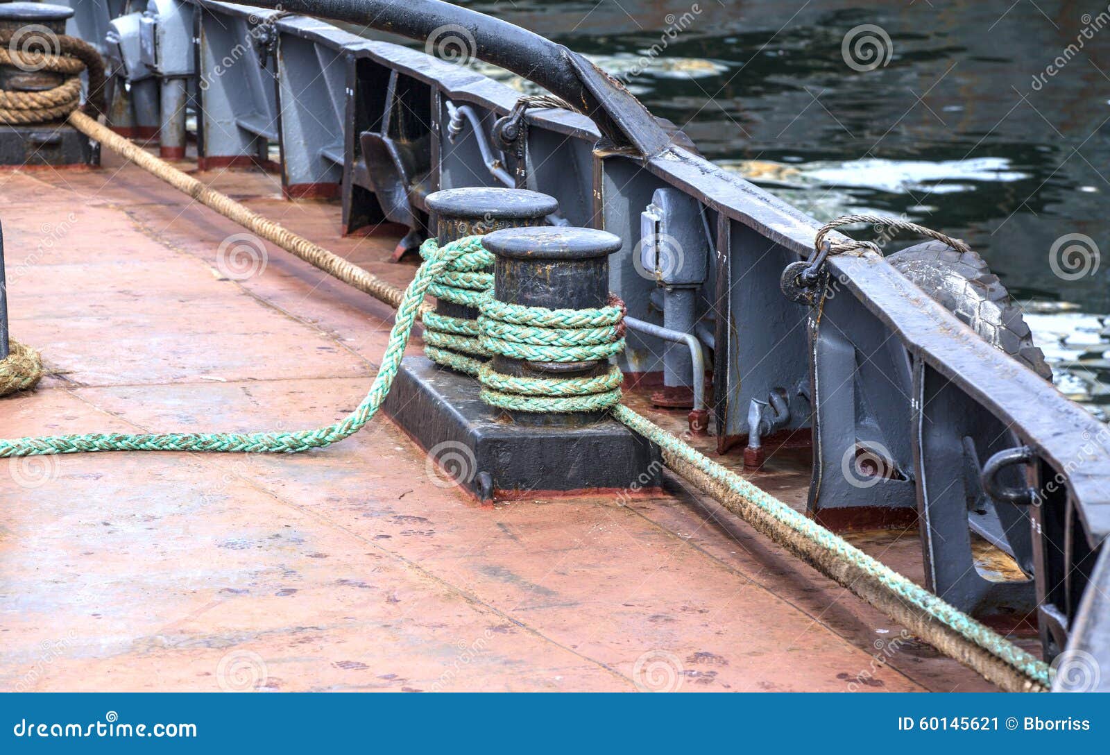 Towing cable on a vessel stock image. Image of bonding - 60145621