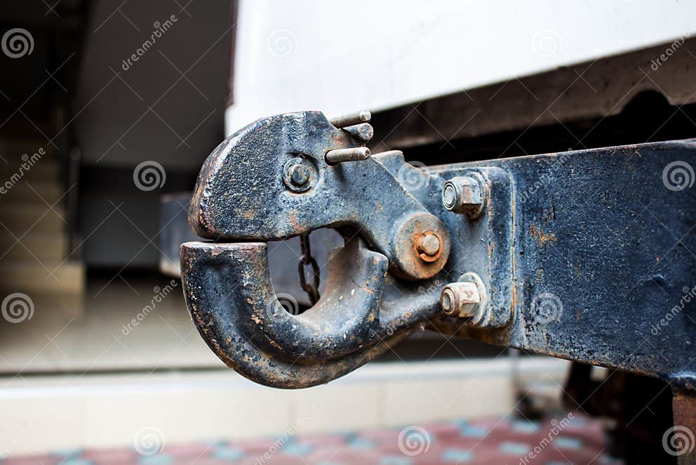 The towing hook in a truck stock photo. Image of winch - 91428000