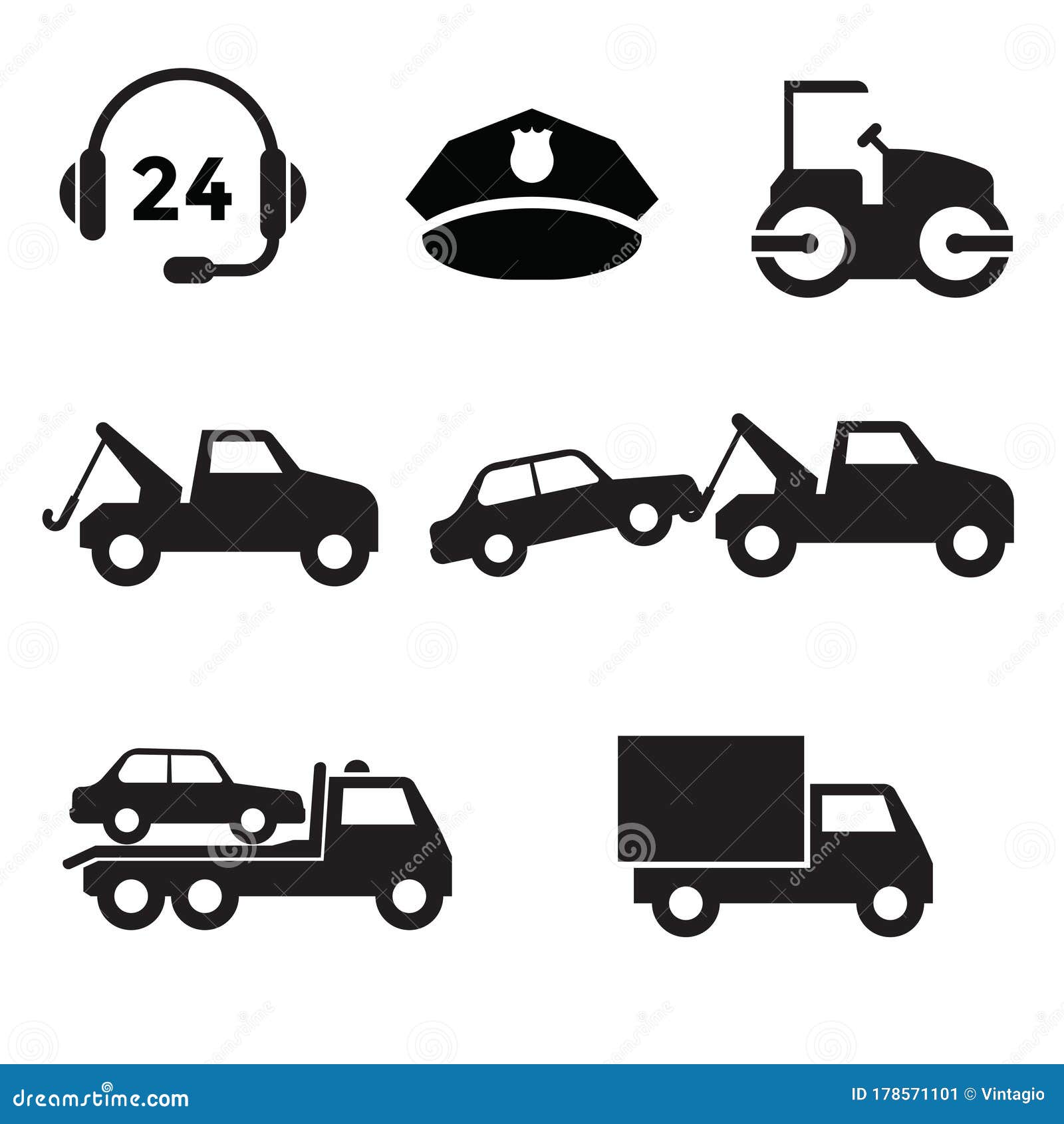 Towing Icon stock vector. Illustration of fleet, truck - 178571101